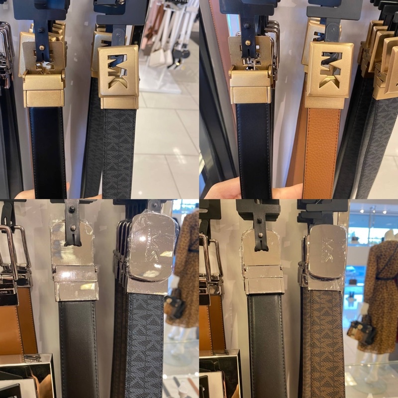 เข็มขัดชาย Michael Kors Men's Cut to Fit Reversible PVC Leather MK Plaque Beltมีหลายสี (เส้น ...