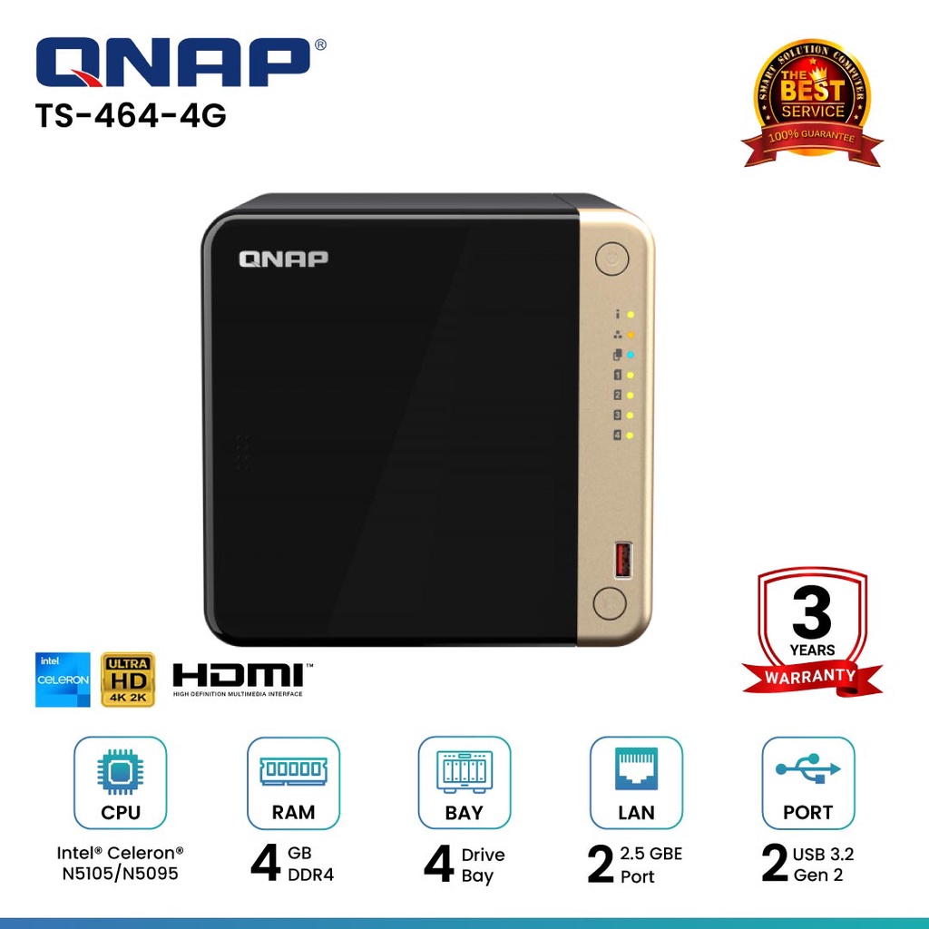 QNAP TS-464-8G 4-Bay Nas อุปกรณ์จัดเก็บข้อมูลบนเครือข่าย | Shopee Thailand