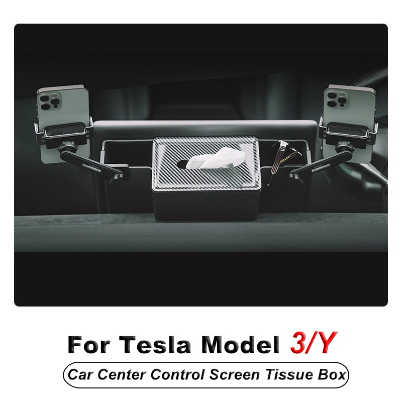 Car Center Control Screen Hidden Tissue Box Phone Holder For Tesla ...