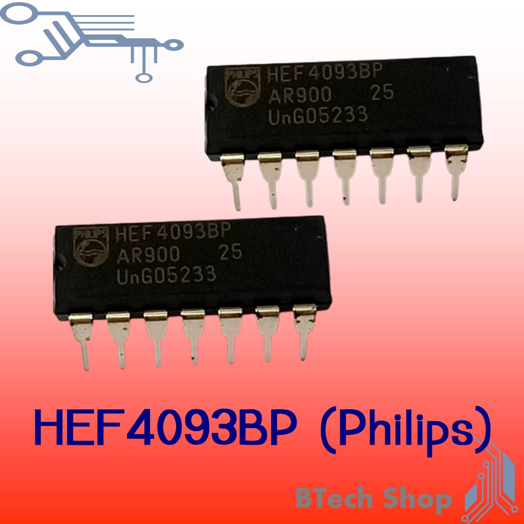 HEF4093BP "PHILIPS" IC QUAD 2 INPUT WITH SCHMITT-TRIGGER INPUT (DIP-14P ...