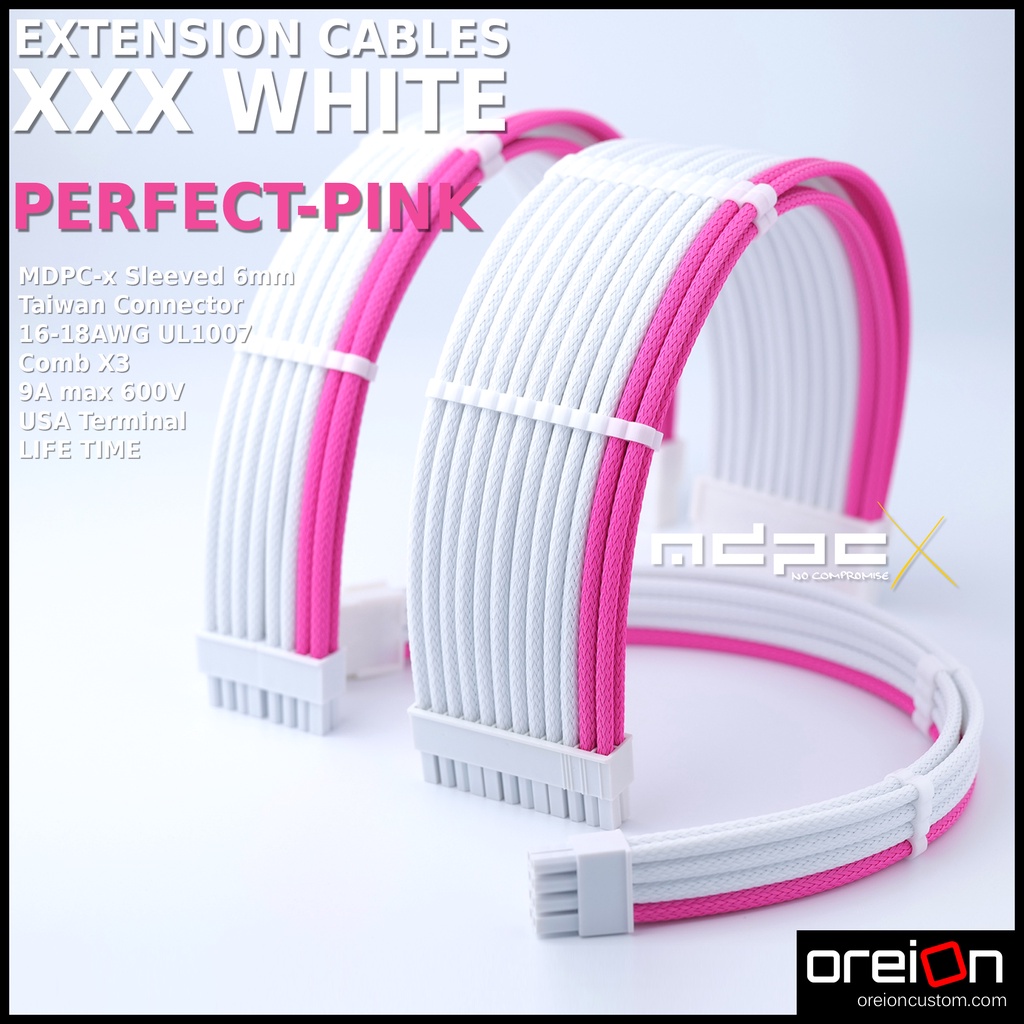 สายถักแต่งคอม ขาวชมพู หัวขาว Extensions Sleeved PC Cable [ขาว-ชมพู ...