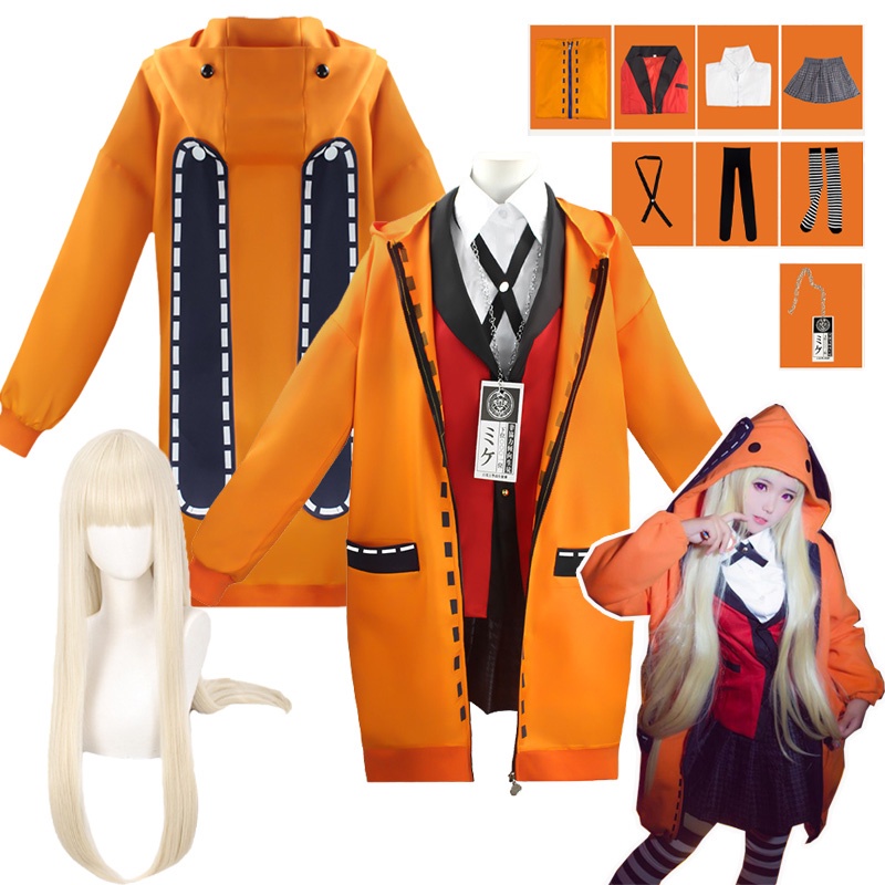 เสื้อแจ็กเก็ตคอสเพลย์ Rune Yomozuki Runa Anime Kakegurui สีส้ม สําหรับ ...