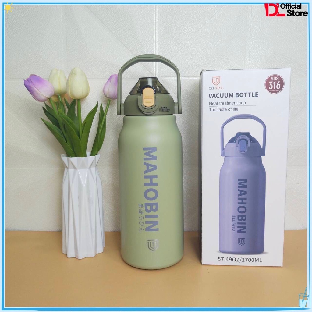 Mahobin แก้วเก็บความเย็น กระบอกน้ำ ขวดน้ำ ขนาด1300 ML และ 1700ML กระติกน้ำร้อน กระติกเก็บความ ...