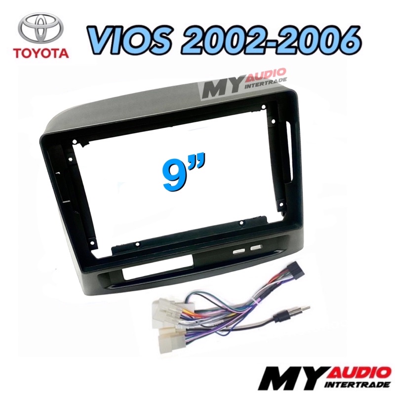 หน้ากาก TOYOTA VIOS 2002-2006 สำหรับจอ 9” พร้อมปลั๊กตรงรุ่น สีบรอนซ์ ...