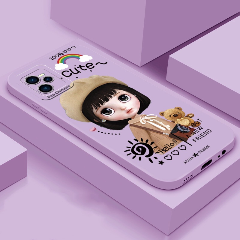 เคสโทรศัพท์มือถือแบบนิ่ม กันกระแทก กันรอยกล้อง ลายเบเร่ต์ เด็กผู้หญิง ...