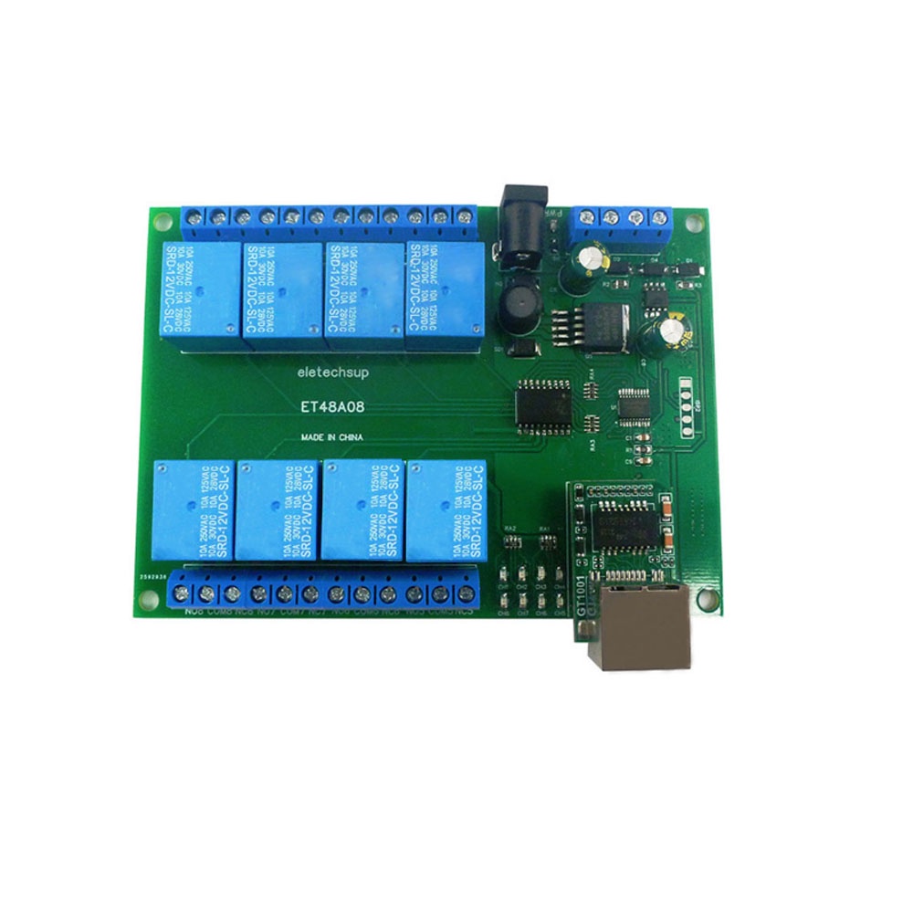 DC 12V 8-channel network RS485/TCP Modbus slave relay module Ethernet relay network switch ...