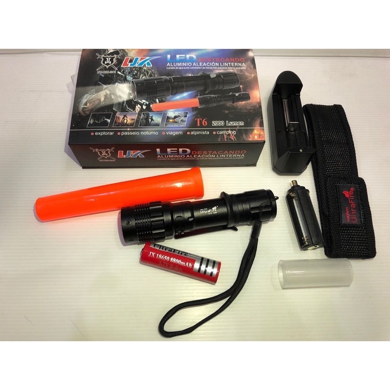 ไฟฉายแรงสูง ซูมได้ พร้อมอุปกรณ์ครบชุด CREE XML T6 LED รุ่น JX-526 Zoomable Flashlight Torch 5 ...