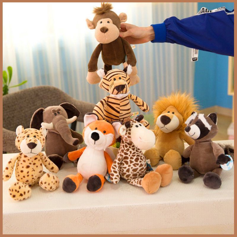 25/35cm Jungle Animal Plush Toy Stuffed Doll Lion Elephant Tiger Monkey ...
