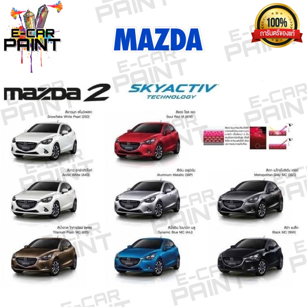 สีสเปรย์ Station Paint 2K สีตรงเบอร์ MAZDA MAZDA2 SKYACTIV TECHNOLOGY ...