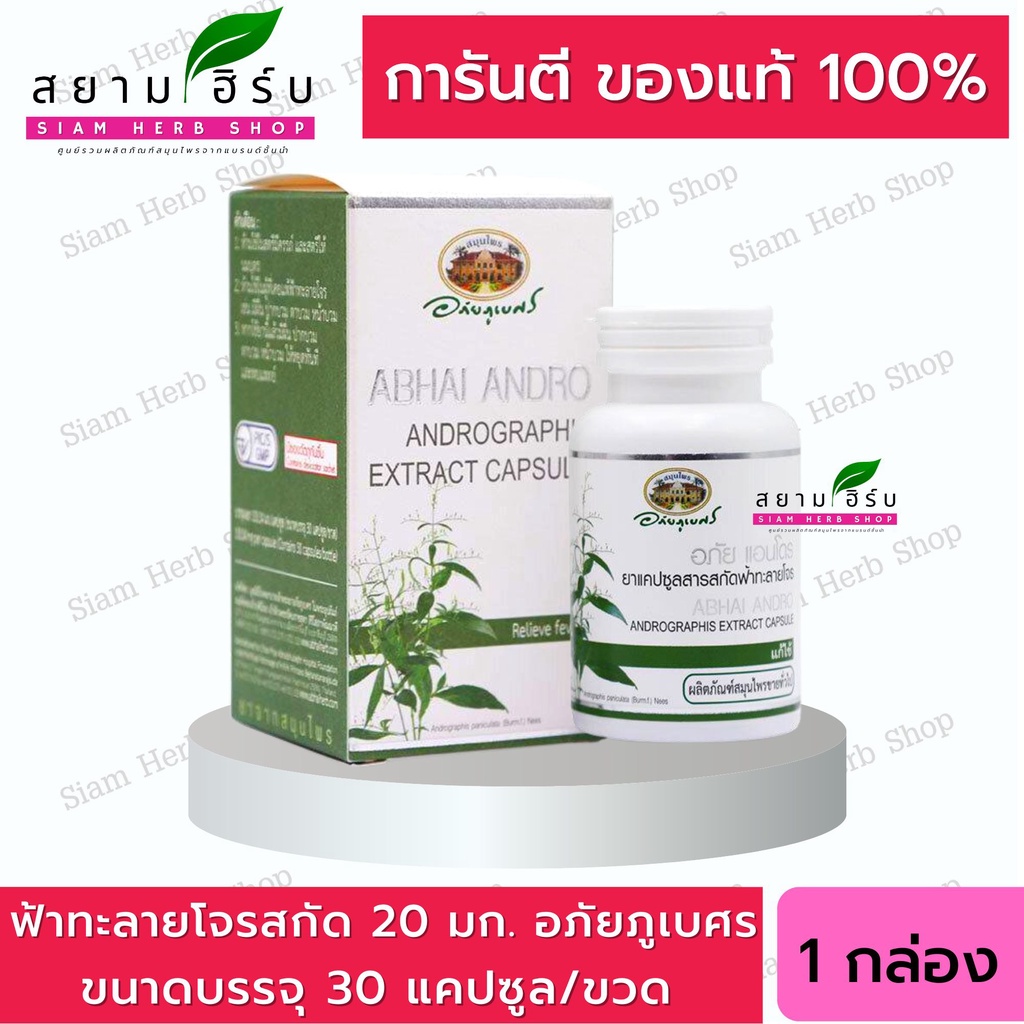ABHAI ANDRO อภัยภูเบศร อภัย แอนโดร ยาแคปซูล สารสกัดฟ้าทะลายโจร 30 แคปซูล 1 ขวด พร้อมส่ง | Shopee ...