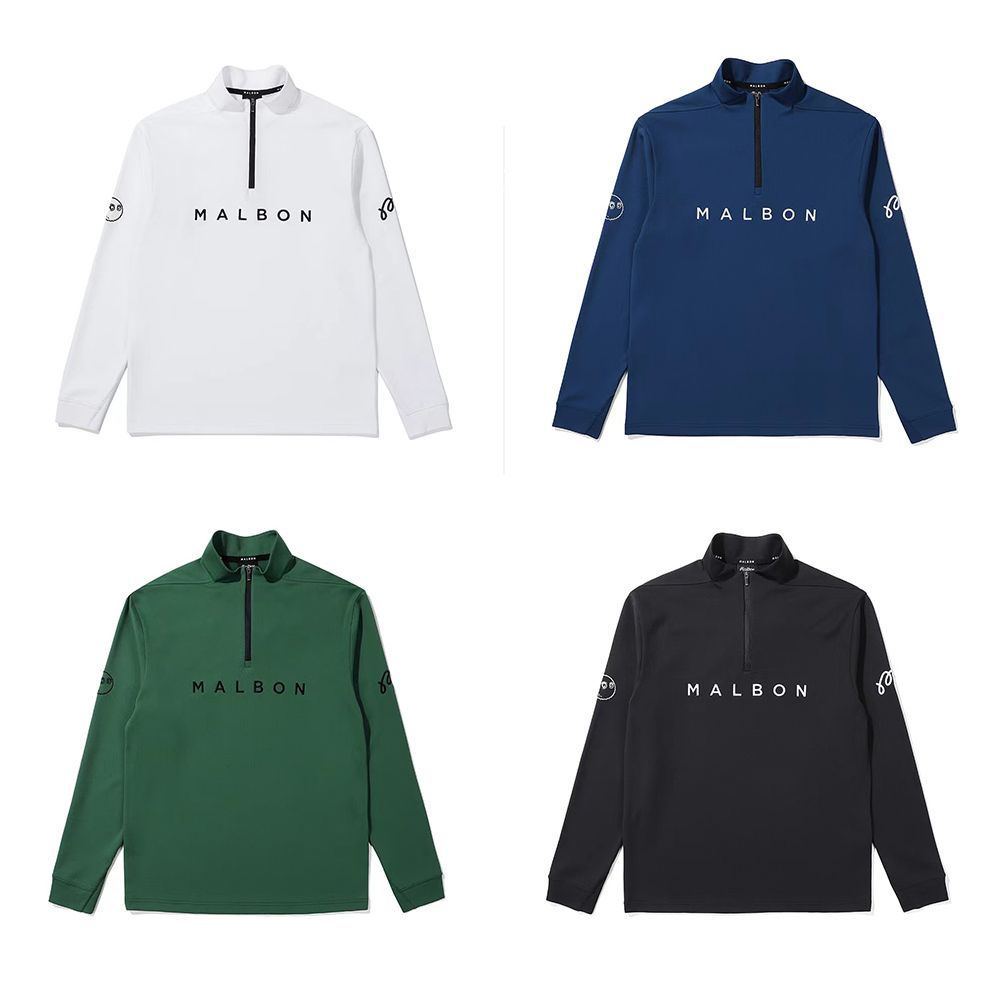 ☁2022 เวอร์ชั่นเกาหลีของใหม่ Malbon golf เสื้อกีฬาผู้ชายครึ่งซิปคอเต่าแขนยาว bottoming shirt ...