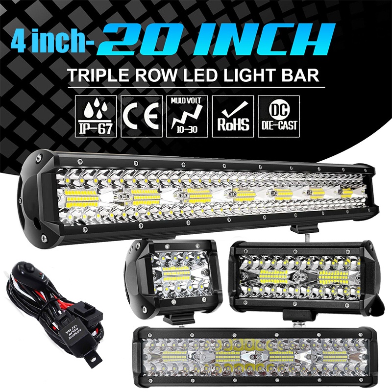 Tri-Rows LED Bar 4-20 inch LED Light Bar LED Work Light combo beam for ...