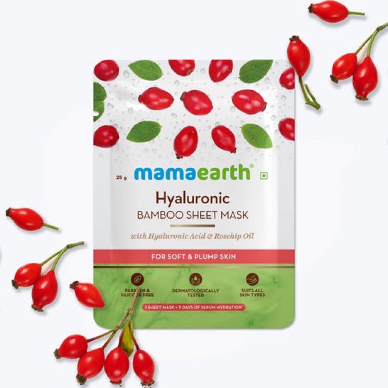 Mamaearth Hyaluronic Bamboo Sheet Mask with Rosehip Oil เพื่อผิวนุ่มอวบ ...