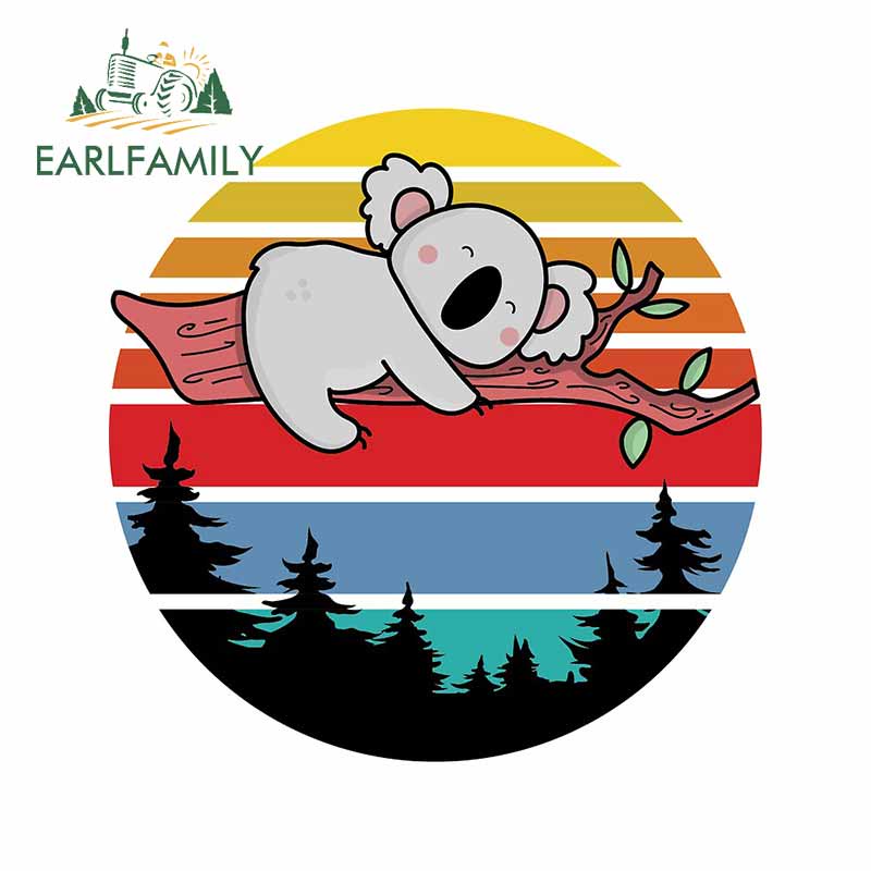 Earlfamily 13 ซม.x 12.8 ซม.น่ารักขี้เกียจ Koala สติกเกอร์รถ Amusing กัน ...