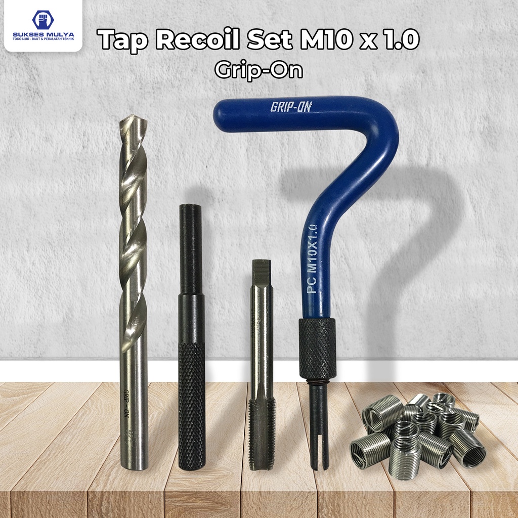 GRIP ON Tap Recoil Set M10 x 1.0 ชุดซ่อมแซมด้าย ด้ายสายฟ้าที่เสียหาย ...