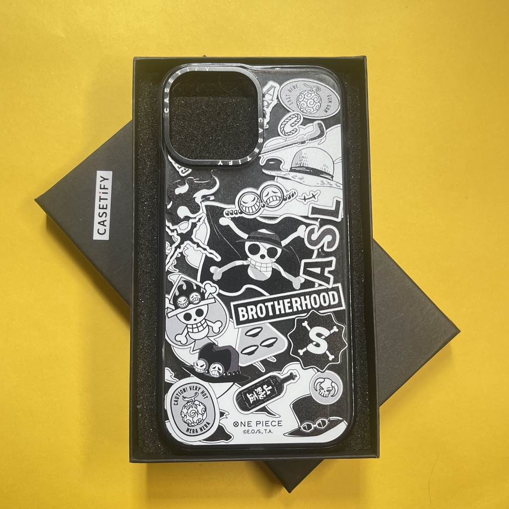 Casetify X ONE PIECE เคสโทรศัพท์มือถืออะคริลิค TPU ใส ขอบสีดํา และสีขาว พร้อมกล่อง สําหรับ Apple ...
