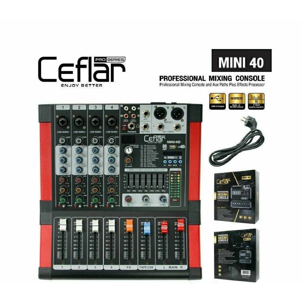 มิกเซอร์ CEFLAR รุ่น MINI 40 มิกเซอร์ มีพาวเวอร์ เอฟเฟคร้อง USB MP3 ปรับแต่งเสียง | Shopee Thailand