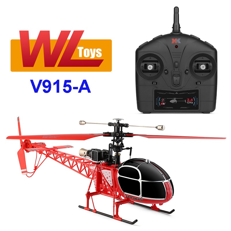 กระแสน้ำWltoys V915 V915-A RC Helicopter RTF 2.4G 4CH Dual Brush Motor Control Avion Fixed ...