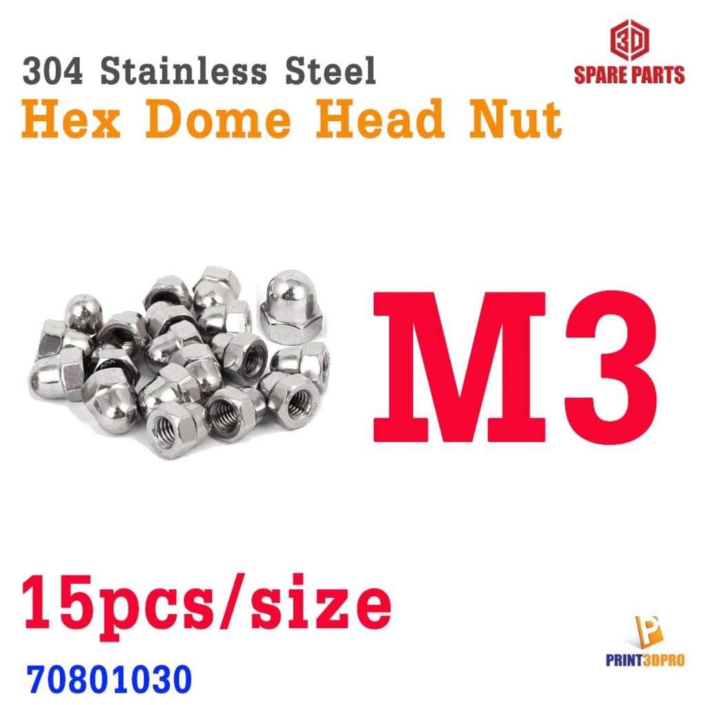 3D Part 304 Stainless Steel Hex head Dome Cap Nut M3 M4 M5 15pcs/size แหวนน็อตทรงโดม | Shopee ...