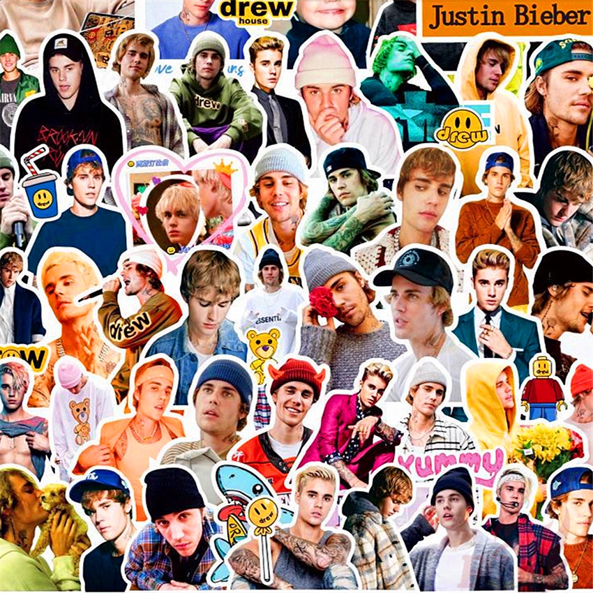 55ชิ้น/ชุด สติ๊กเกอร์จัสตินบีเบอร์ Pop Singer Actor DIY Fashion Decals ...