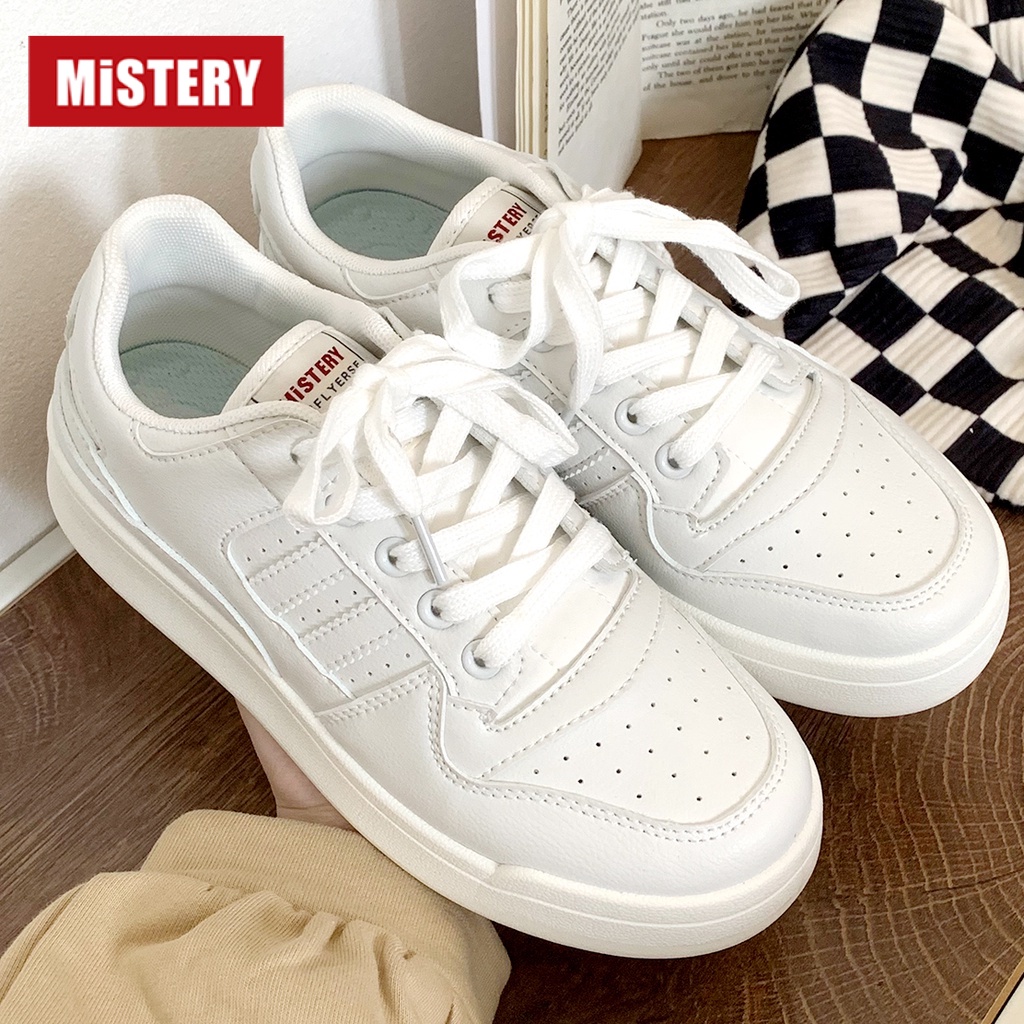 MISTERY รองเท้าผ้าใบหนัง ขนาดใหญ่ รุ่น CLOUD สีขาว ( MIS-701 ) | Shopee Thailand