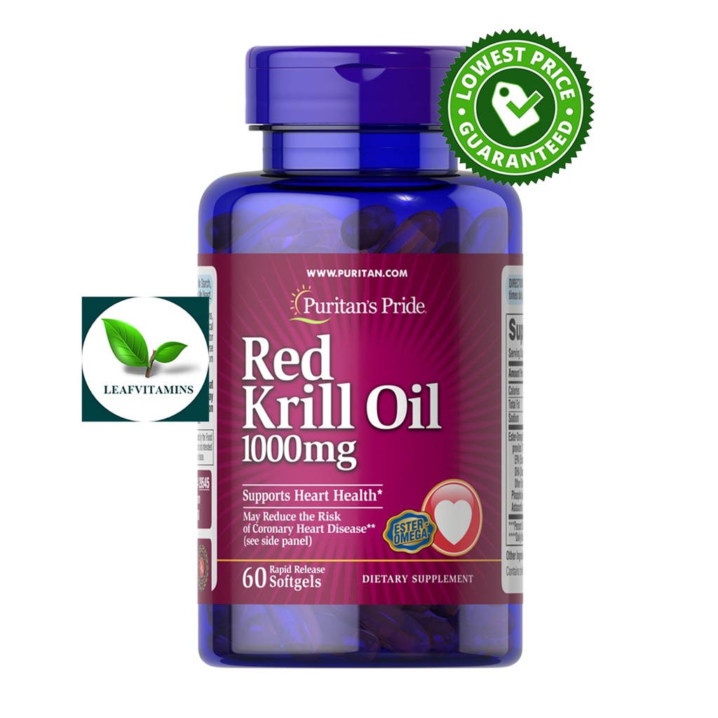 Puritan's Pride Red Krill Oil 1000 mg (170 mg Active Omega-3) / 60 Softgels | Shopee Thailand