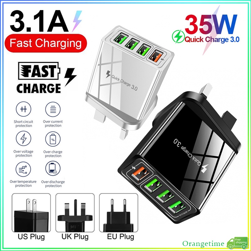 จัดส่งที่รวดเร็ว4.1A Qc 3.0 Universal 4 พอร์ต USB EU US UK Plug Fast ...