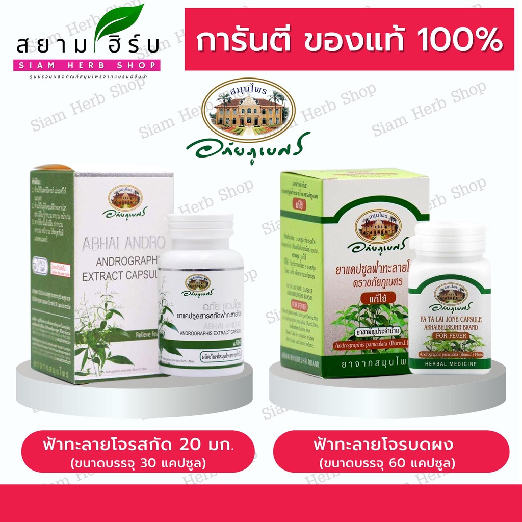 ยาฟ้าทะลายโจร อภัยภูเบศร 60 แคปซูล/ABHAI ANDRO อภัยภูเบศร อภัย แอนโดร ยาแคปซูล สารสกัดฟ้าทะลาย ...