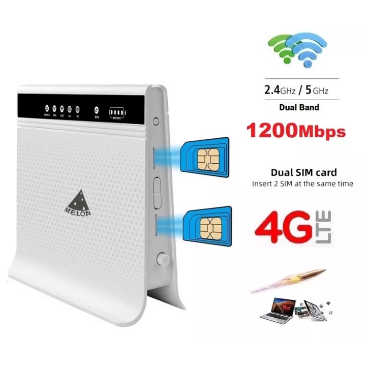 4G Wifi Router 2 SIM 1200Mbps Dual Band 2.4G+5G เร้าเตอร์ ใส่ซิม 2 ซิม ...