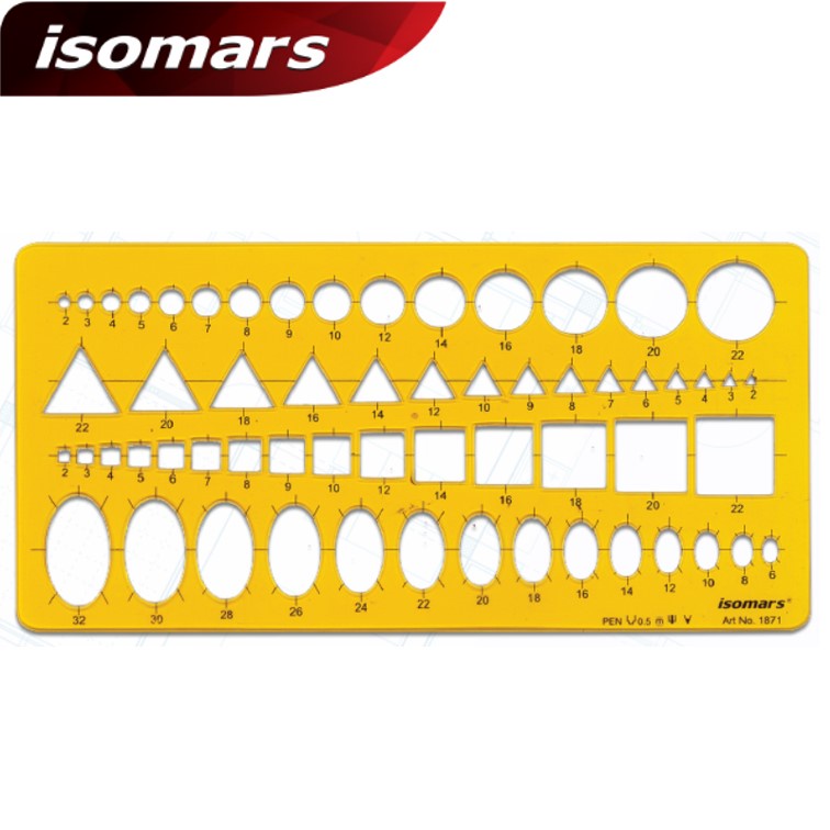 แผ่นเพลทพลาสติก ตรา isomars ขนาด 24x12 ซม.สำหรับงานออกแบบ ไม้บรรทัดเพลท แผ่นเพลทวงกลม สามเหลี่ยม ...