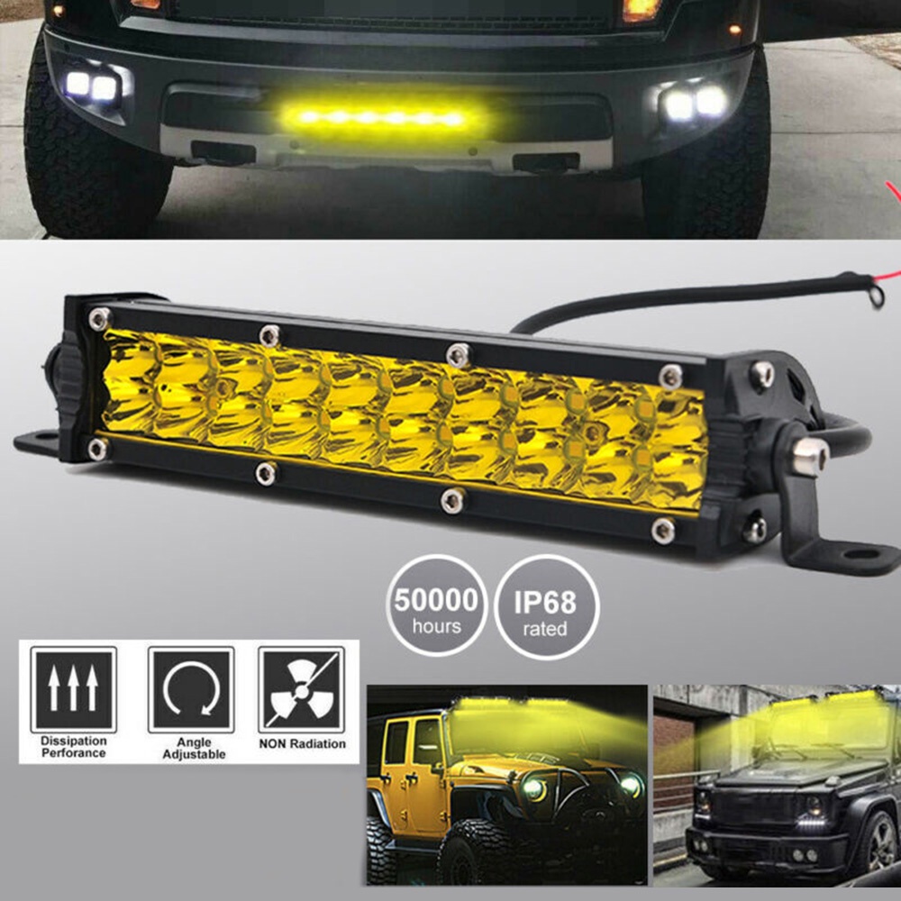 7 Inch LED Light Bar Work Light 9-32V 60W LED Fog Light Off-Road Yellow ...