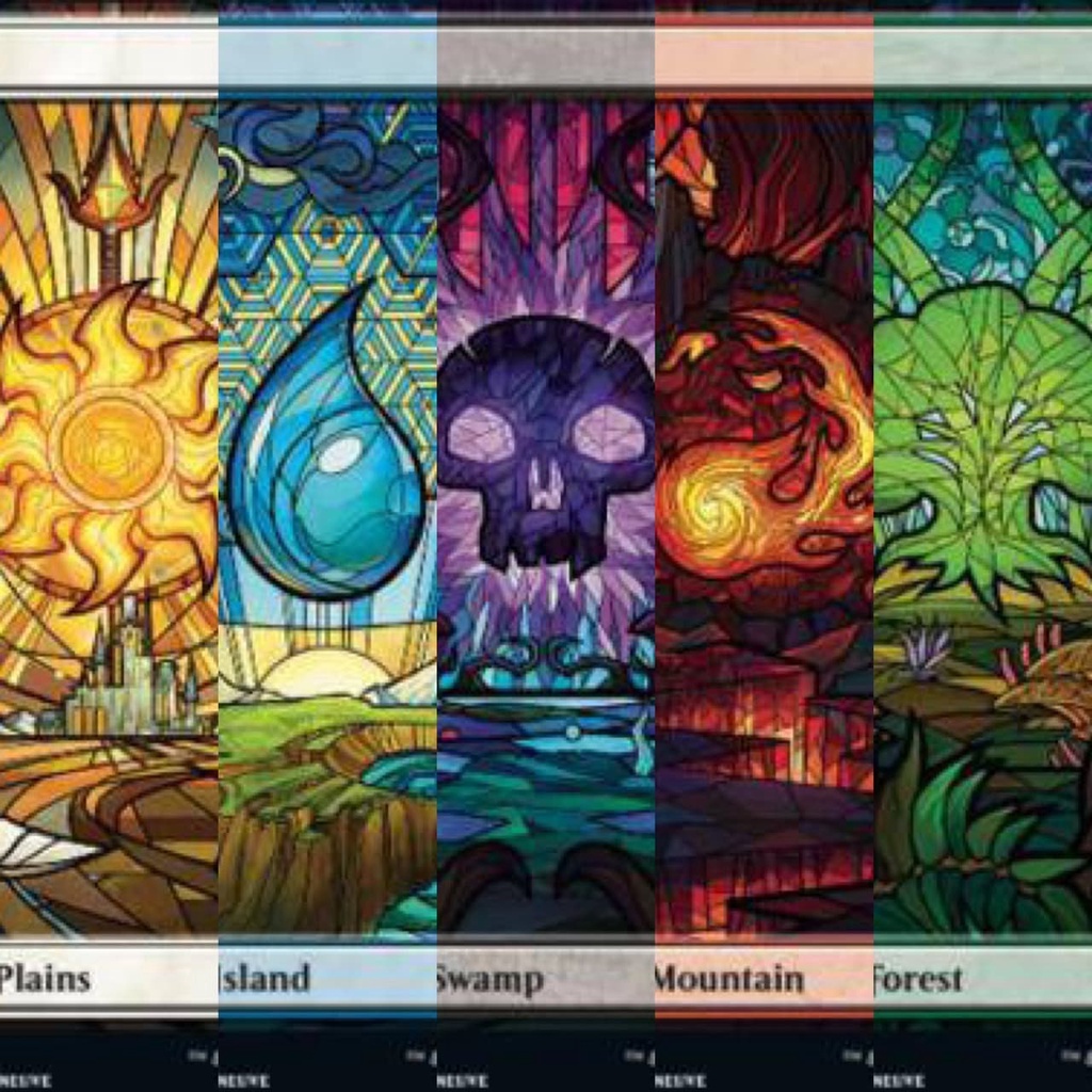 Dominaria United Stained Glass Basic Lands การ์ด Magic The Gathering ...