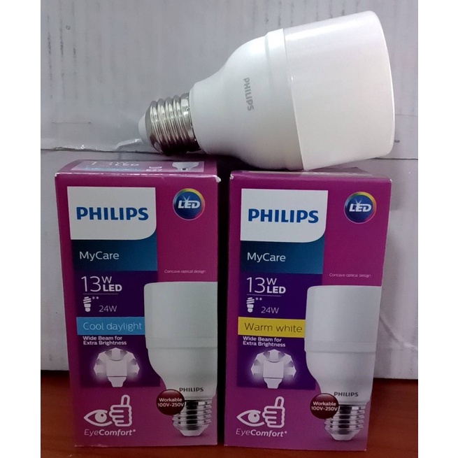 PHILIPS หลอดไฟ LED 13W Cool Daylight รุ่น LED BRIGHT T70 E27 สว่างรอบทิศทาง สินค้ารวมภาษีแล้ว ...