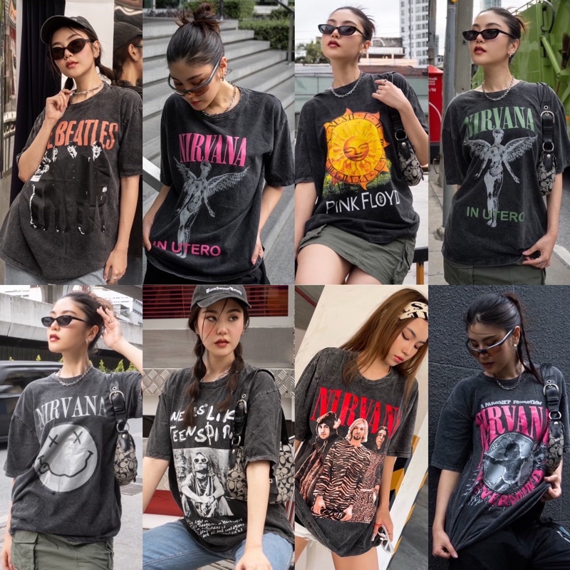 พร้อมส่ง🧸Oversize เสื้อยืดโอเวอร์ไซส์ ผ้าฟอกวินเทจ รวมลายยอดฮิต | Shopee Thailand