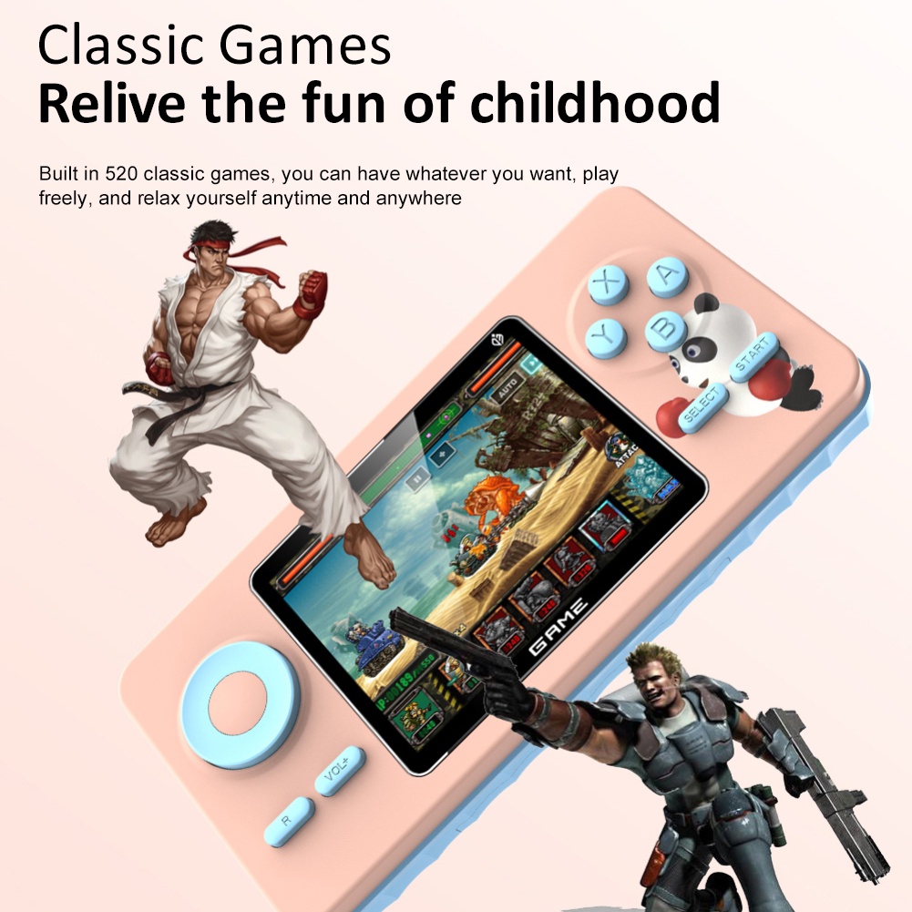 เกมคอนโซลมือถือ Retro Mini Pocket เกม520 In 1 Nostalgic Retro Classic แบบพกพาของขวัญเด็กชาร์จ ...