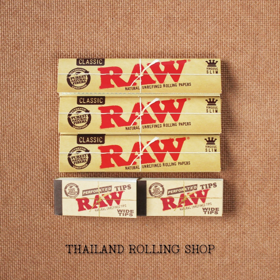 (พร้อมส่ง) ชุดโรลกระดาษมวน+ทิป RAW Classic King Size Slim Set 110มม ...