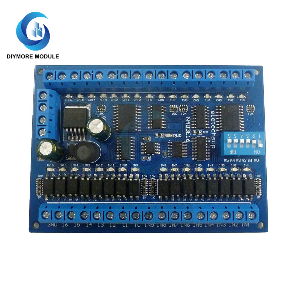 DC 12V 24V 16 Input 16 Output RS485 Remote Control Switch PLC IO expansion Board 03 06 16 Modbus ...