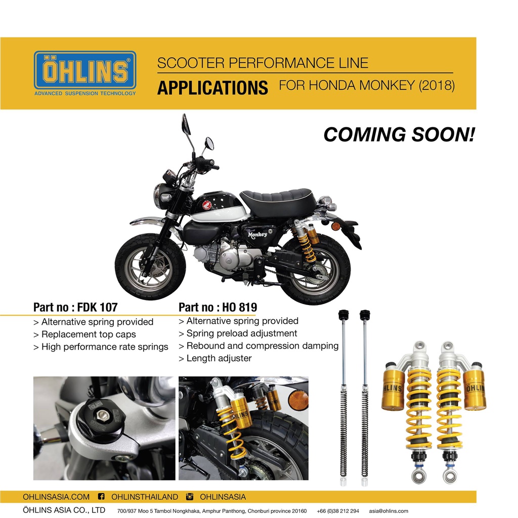 OHLINS HO 819 HONDA MONKEY 125 | Shopee Thailand
