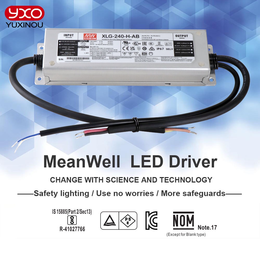 Xlg-meanwell ไดรเวอร์ LED หรี่แสงได้ 150W 240W แปลง AC 85-277V เป็น DC ...