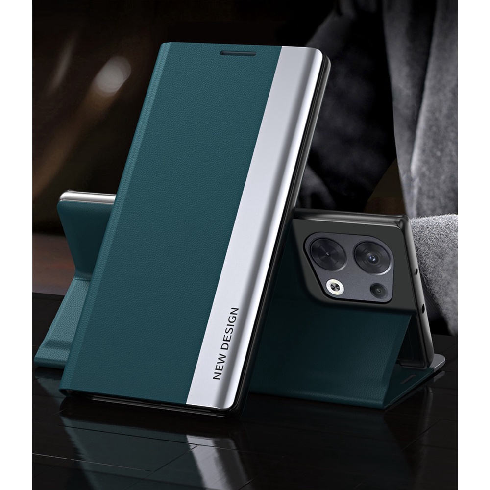 แฟชั่นสีตัดกันปลอกหนัง PU Oppo Reno 8 Pro Plus 5G ฝาครอบแม่เหล็ก Reno8 ...