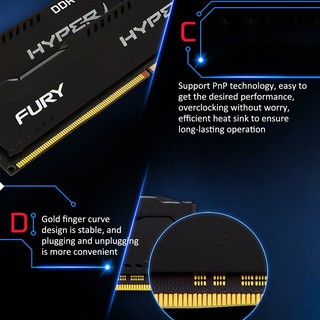 【พร้อมส่ง】Kingston Hyperx Fury แรมหน่วยความจํา DDR3 DDR4 4GB 8GB 16GB 1600MHz 2400MHZ 2666MHZ ...