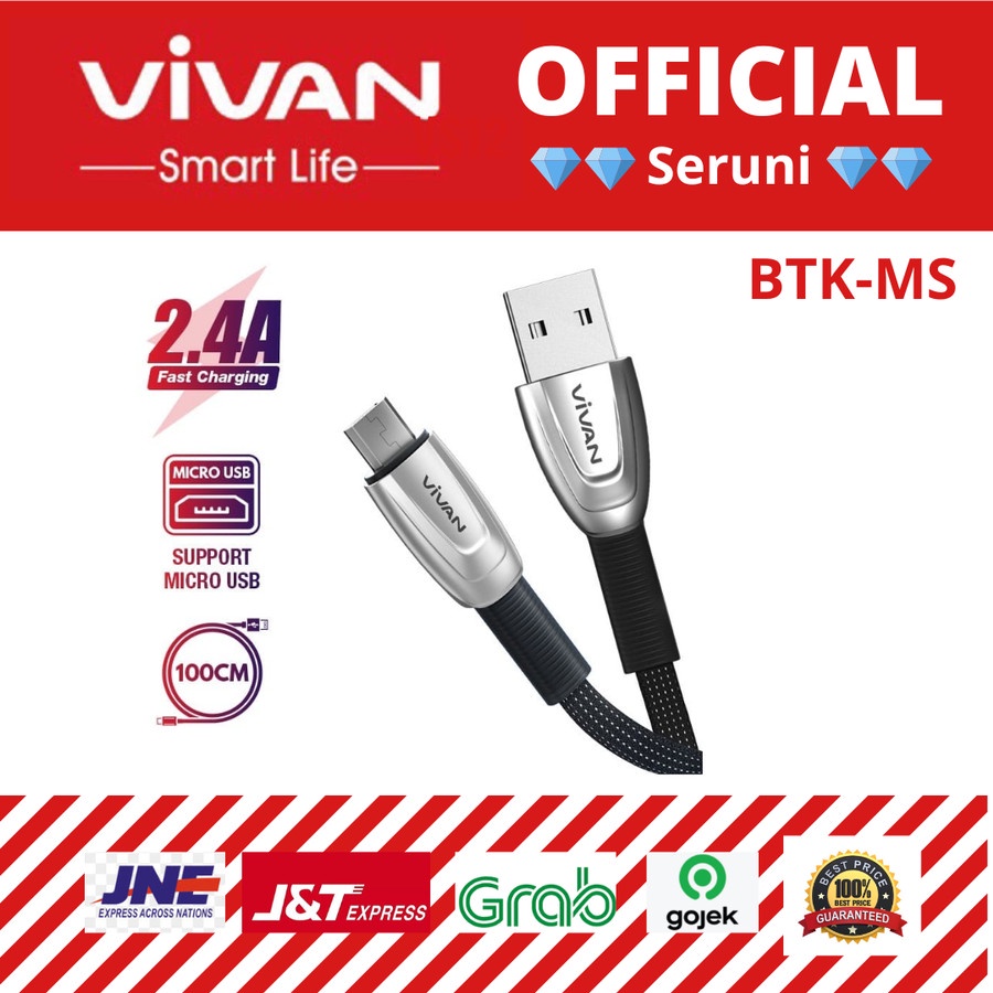 (SERUNI) Vivan MICRO BTK-MS 2.4A สายเคเบิลข้อมูล 1 เมตร สําหรับ ANDROID ...