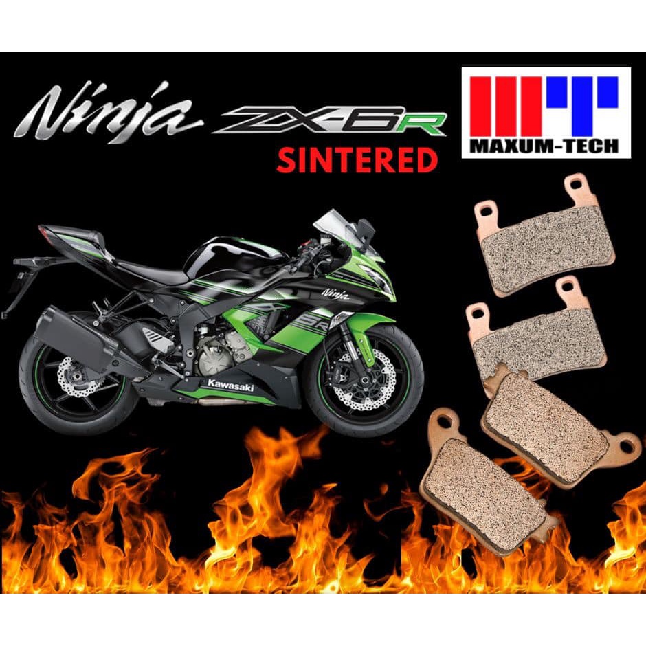 ผ้าเบรคยี่ห้อ Maxum-tech เนื้อ Sinter สำหรับ Kawasaki ZX6R | Shopee ...