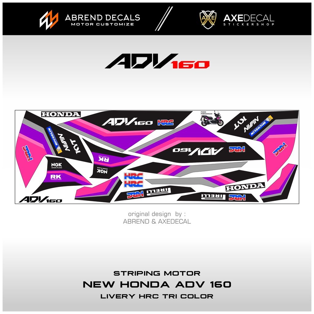 Striping Honda ADV 160 ใหม่ Livery Hrc Racing/สติกเกอร์รถจักรยานยนต์ ...