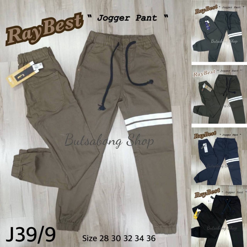 Jogger Pant กางเกงขาจั๊ม คอตตอนยืด แถบขาว J39 | Shopee Thailand
