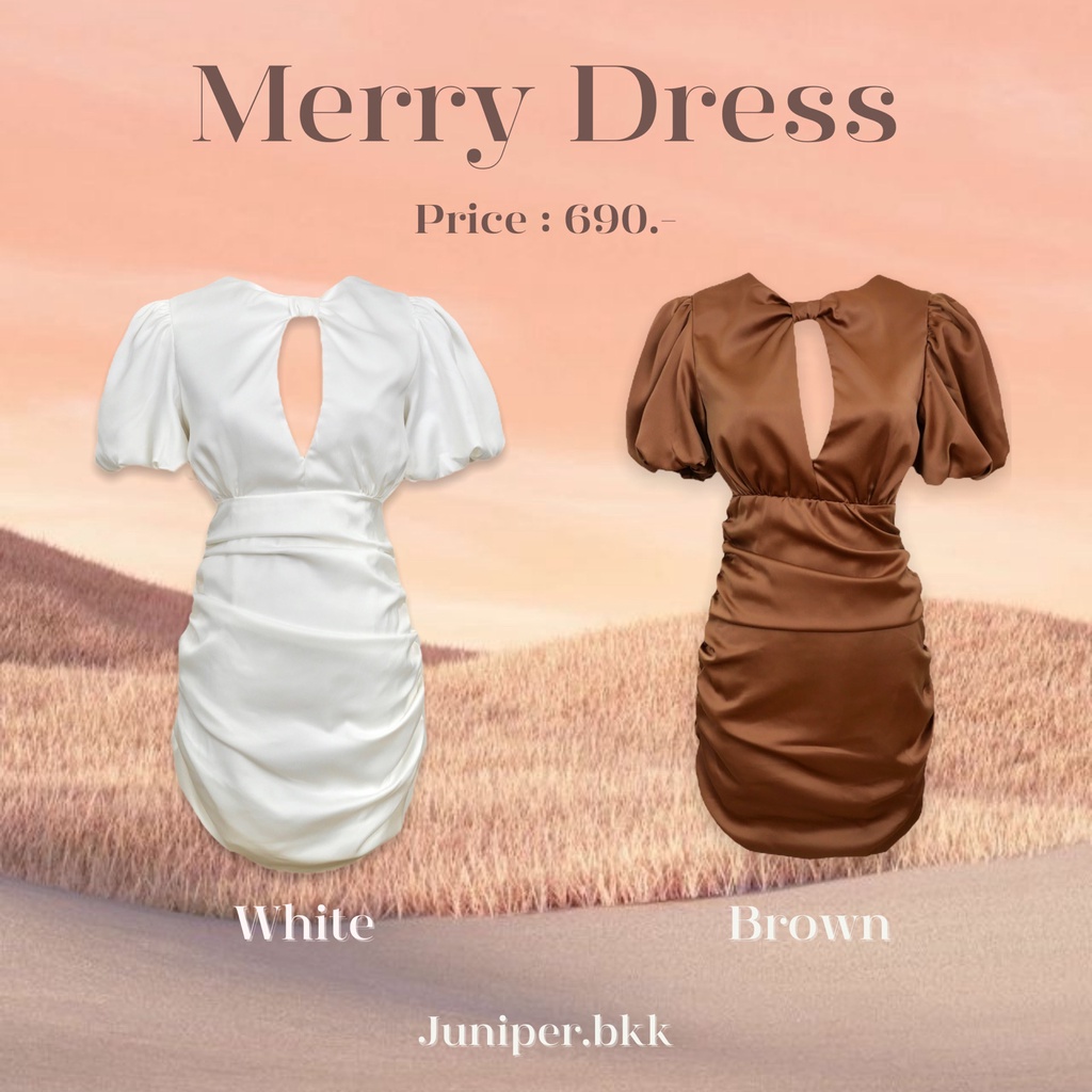RBS05 l MERRY DRESS เดรสซาตินซับในทั้งตัว | Shopee Thailand