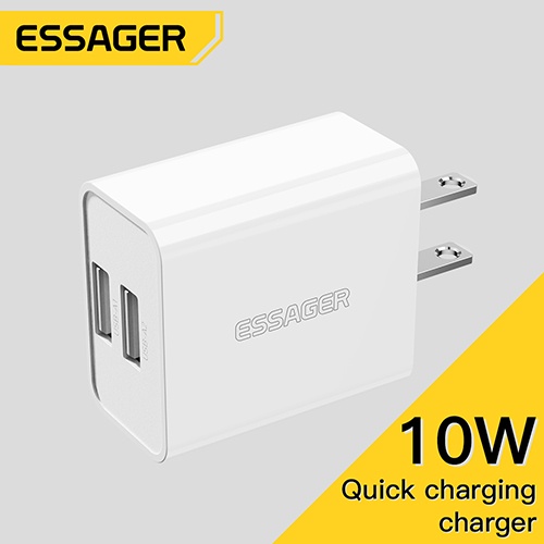Essager travel Charger 5V/2A dual port usb Charger plug โทรศัพท์ Android 10w fast charge Charger ...