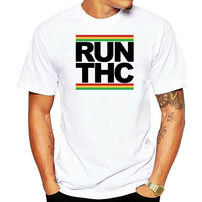 เสื้อยีด 2022 มาใหม่ผู้ชายแฟชั่น Run THC Rasta Hippie วัชพืชผู้ชายพิมพ์เสื้อยืดผ้าฝ้ายสีขาวเสื้อ ...