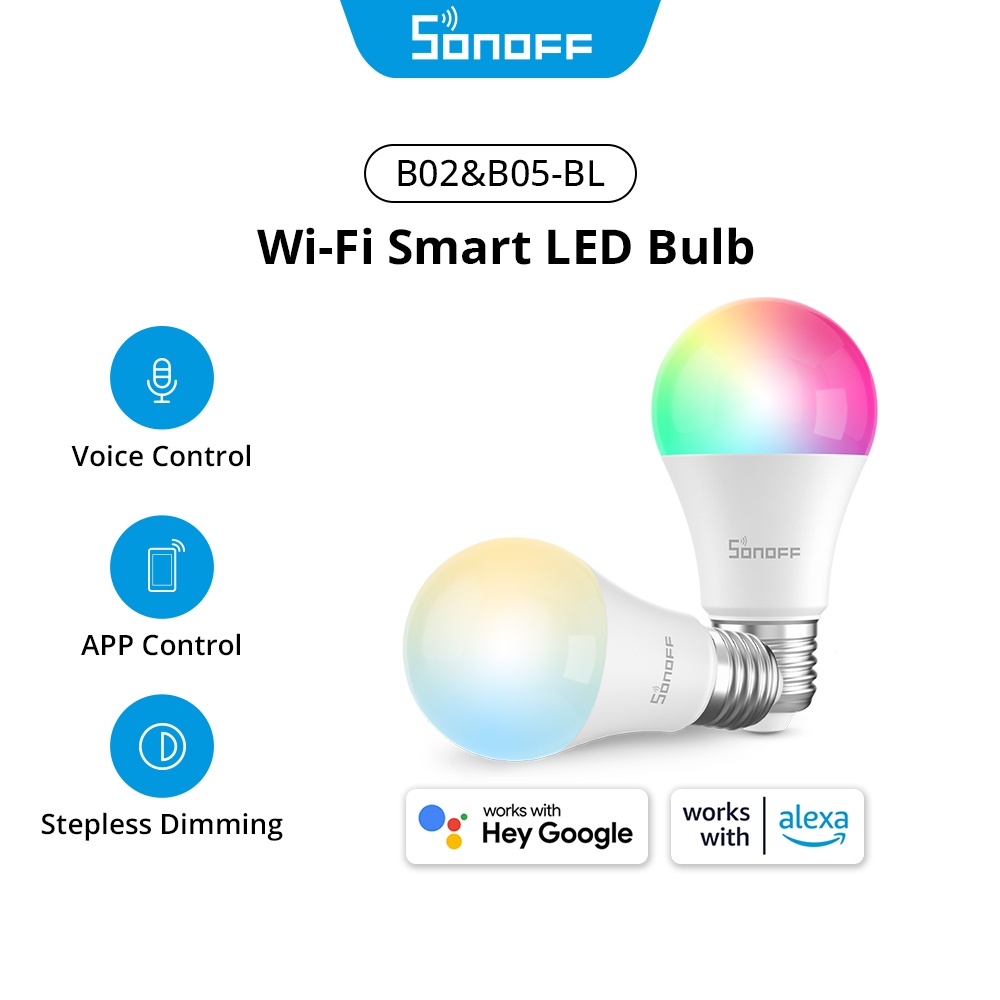 Sonoff B02/B05-BL หลอดไฟอัจฉริยะ WiFi E27 RGB LED หลากสีสัน หรี่แสงได้ ...