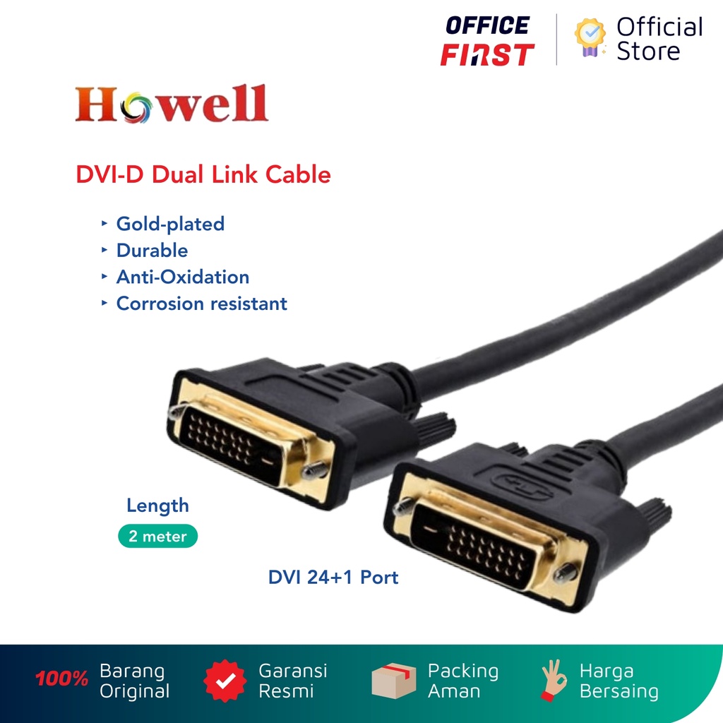 สาย Dual Link Howell DVI-D 2 เมตร M สาย DVI D 24 + 1 พอร์ต 24+1 | Shopee Thailand